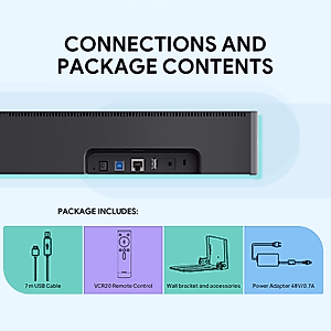 Yealink UVC40 Video Conference Room Camera Teams Zoom Certified, 4K Webcams All-in-One Video and Audio Conferencing Video Bar, 133° Wide Angle Webcam, Speaker Tracking, PC Connected via USB-A