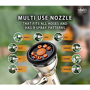 Hose Sprayer Nozzle – Premium Heavy Duty Garden Hose Nozzle - 9 Adjustable High Pressure Spray Nozzle Patterns - Water Hose Nozzle Best For Plants, Lawn, Car Wash, Patio, Dog -5 Extra Washers-SprayTec