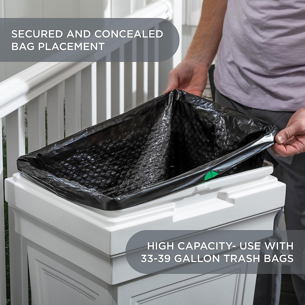 Step2 Atherton Large Garbage Container, Indoor/Outdoor Durable & Stylish Trash Can with Lid, Weather-Resistant, Classic White