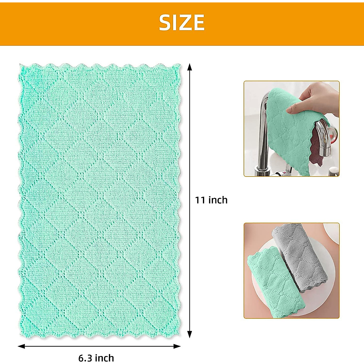 CYH of Dish Towels for Kitchen,Super Absorbent Kitchen Towels,Coral Fleece Cleaning Rags,Machine Washable