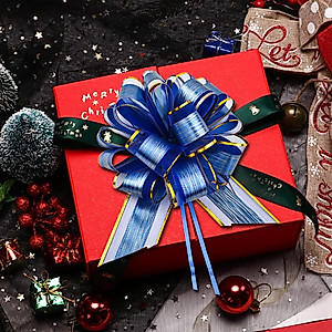 OPSFALCON 6PCS Large Pull Bow Gift Wrapping Bows, Wedding Gift Blue Ribbon Bow, Party Birthday Holiday Gift Wrapping Bow, Christmas, Valentine's Day Present Decoration Bow (Blue)