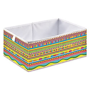 xigua Storage Cube Hearts Strip Pattern Foldable Storage Bins, Closet Shelves Organizer Fabric Storage Baskets for Clothes, Toys, Books, Office Supplies (Square)