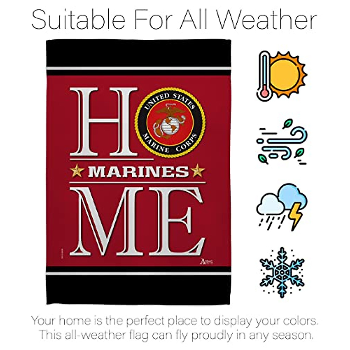 Marine Corps Home Garden Flag - Set Wall Holder Armed Forces USMC Semper Fi United State American Military Veteran Retire Official - House Banner Small Yard Gift Double-Sided Made in USA 13 X 18.5