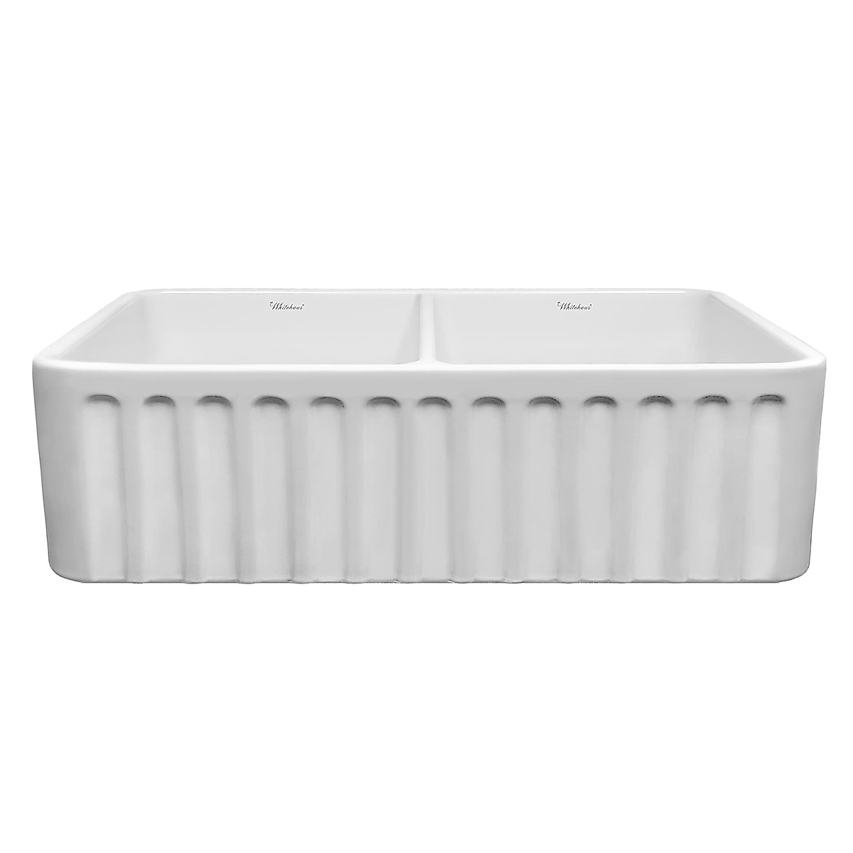 Whitehaus Collection WHFLRPL3318-WHITE Reversible Kitchen Fireclay Sink, White