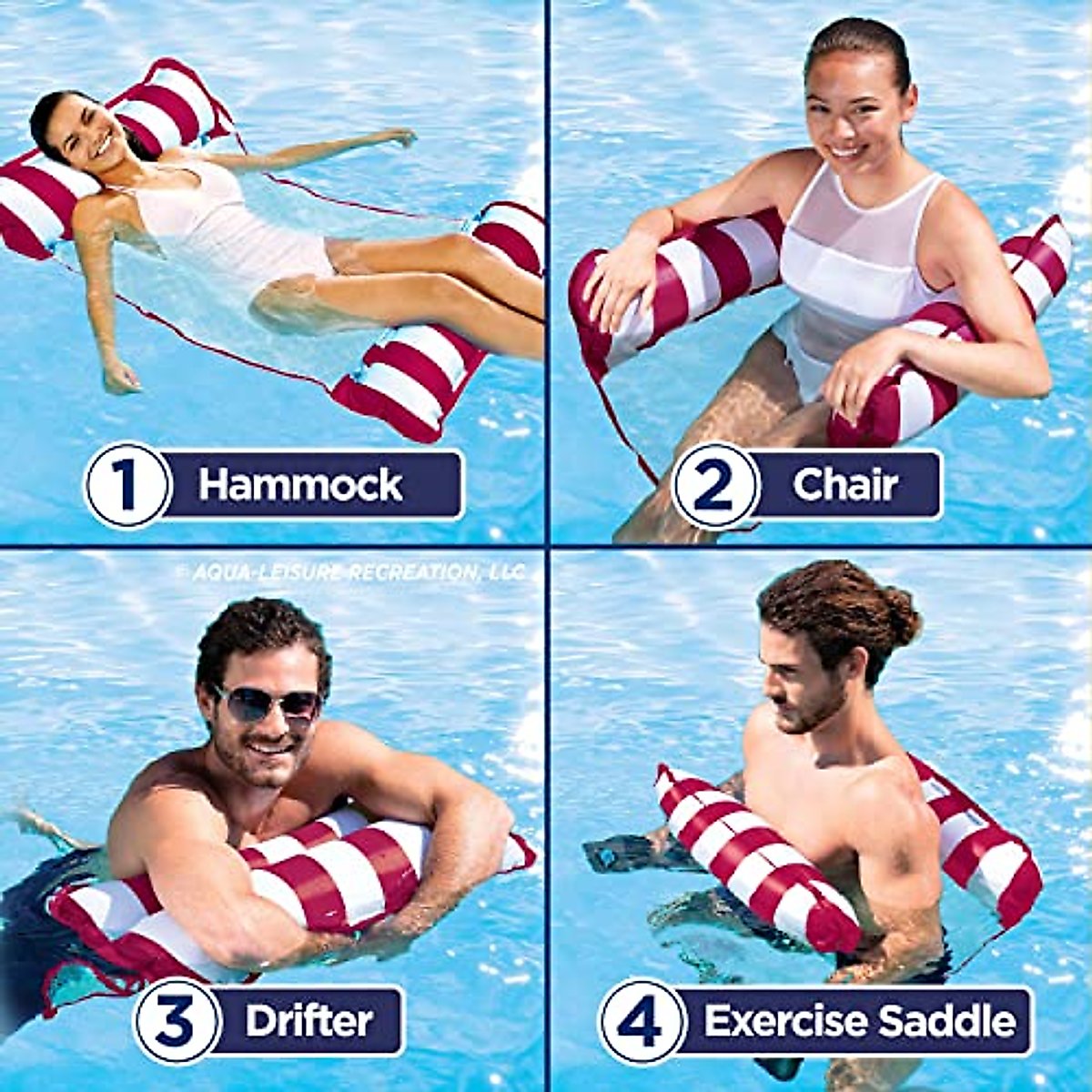 Aqua Original 4-in-1 Monterey Hammock Pool Float & Water Hammock – Multi-Purpose, Inflatable Pool Floats for Adults – Patented Thick, Non-Stick PVC Material