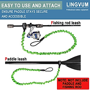 LINGVUM Paddle Leash Stretchable Kayak Paddle Tether Coiled Strap for Kayaking Canoe Leash Rod SUP Board Surfboard, Fishing Poles (Green 6 Feet) 1 Pack