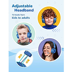 iClever HS21 Kids Headphones with Microphone for Virtual School- Rotatable Extendable Mic - 94 dB Volume-Safe Headphones for Kids, Wired Foldable Kids Gaming Headset for PS4/Xbox One/Switch/PC/Tablet