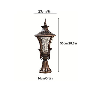 KAIKEA European Brown Outdoor Post Light Fixture Aluminum with Glass Outdoor Post Lamps for House Pillar Light Backyard Outside Deck Garage Yard Garden Driveway Home E27 Patio Post Lamps