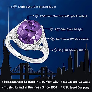 Gem Stone King 925 Sterling Silver 12X10MM Oval Gemstone Birthstone Halo Engagement Ring | Wedding Anniversary Promise Ring For Women | Available In Size 5,6,7,8,9