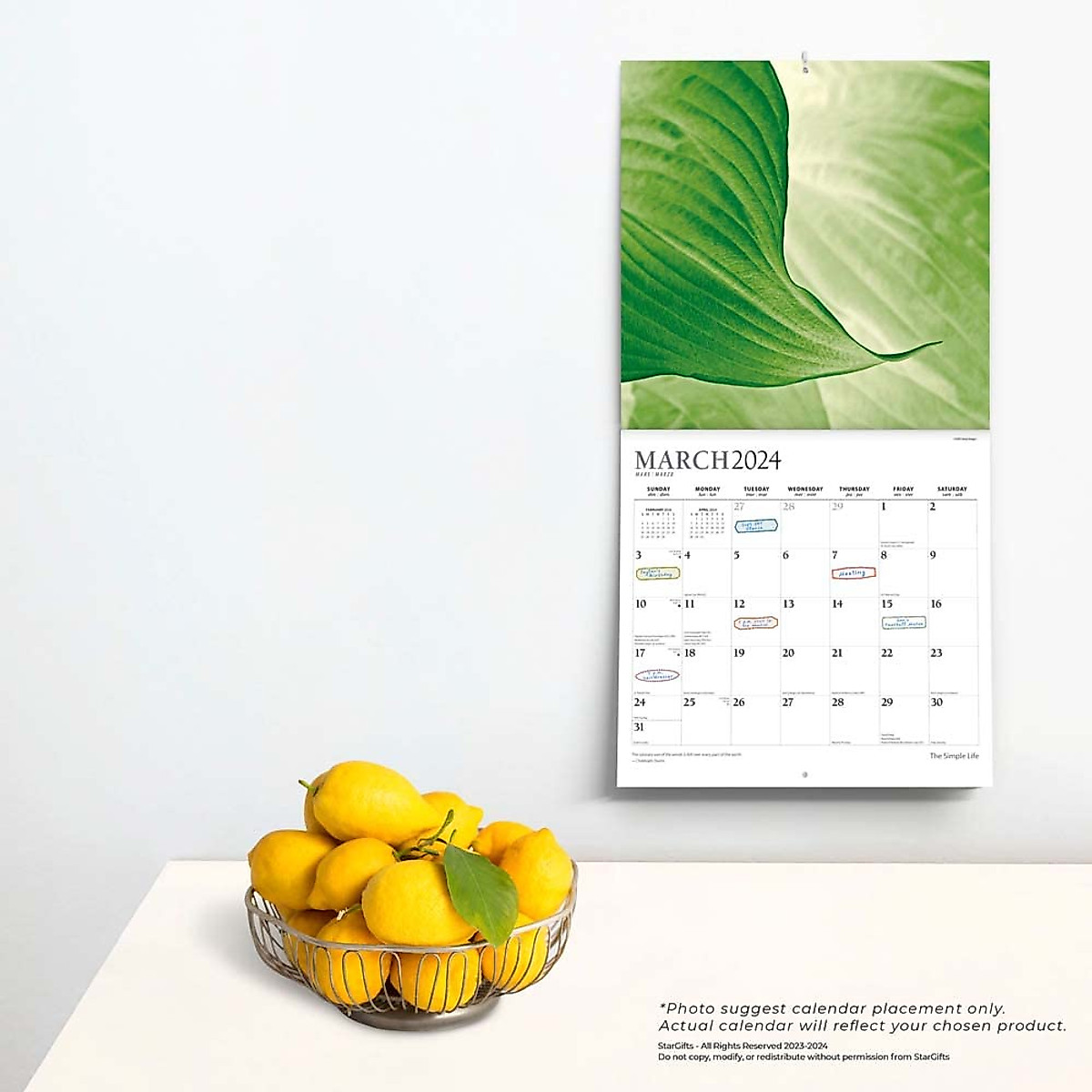 The Simple Life | 2024 12 x 24 Inch Monthly Square Wall Calendar | Sticker Sheet | StarGifts | Inspiration Photography