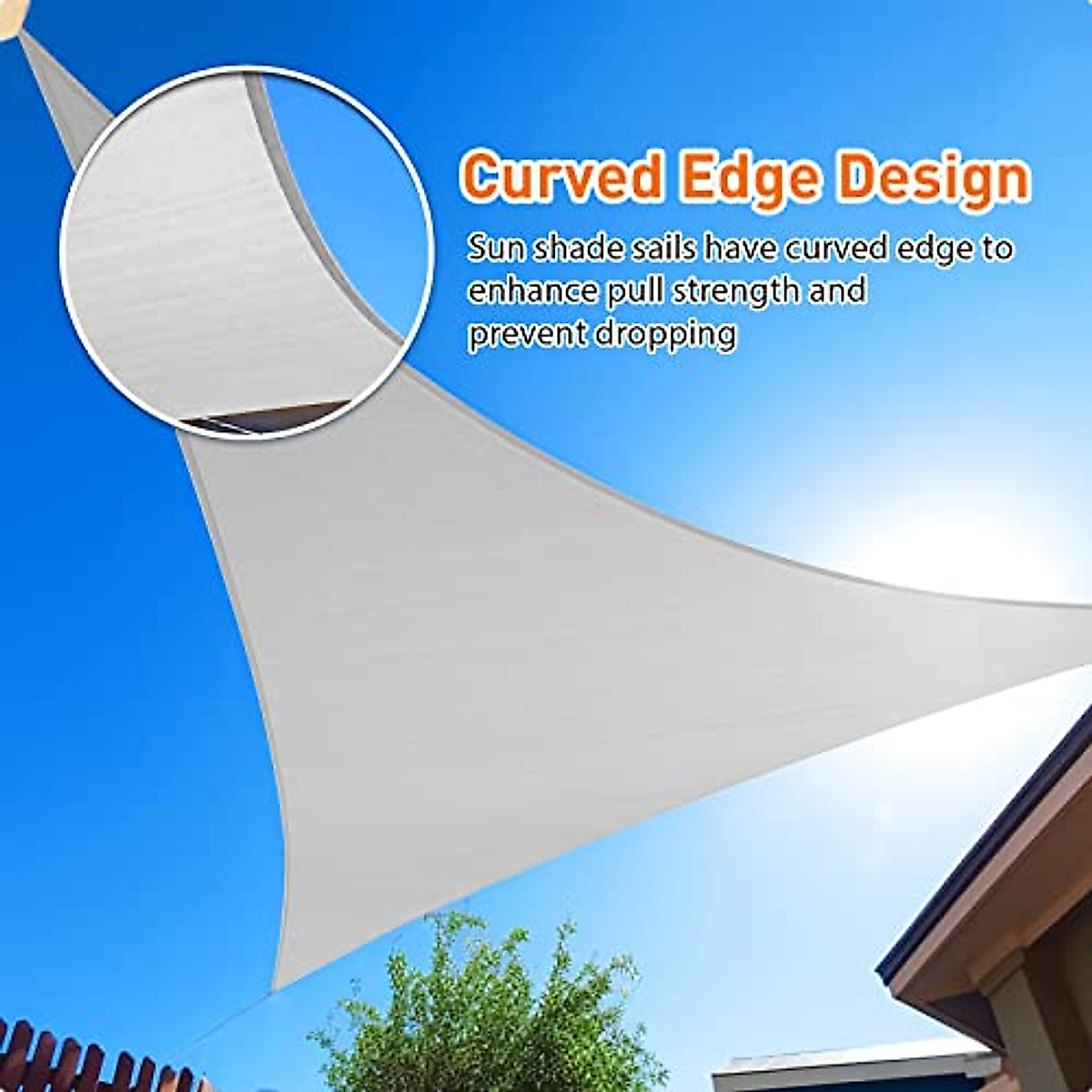 Artpuch Grey 10'x10'x14' Sun Shade Sails Canopy, 185GSM Shade Sail UV Block for Patio Garden Outdoor Facility and Activities