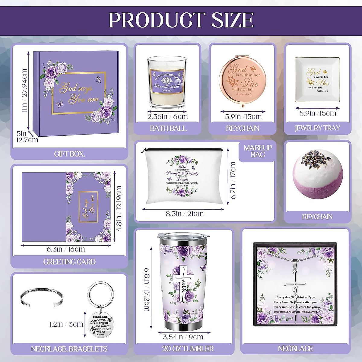 Remuuly Christian Gifts for Women Faith, Inspirational Religious Catholic Gifts for Mom Friends Sister Wife Girlfriends(Purple Flower)