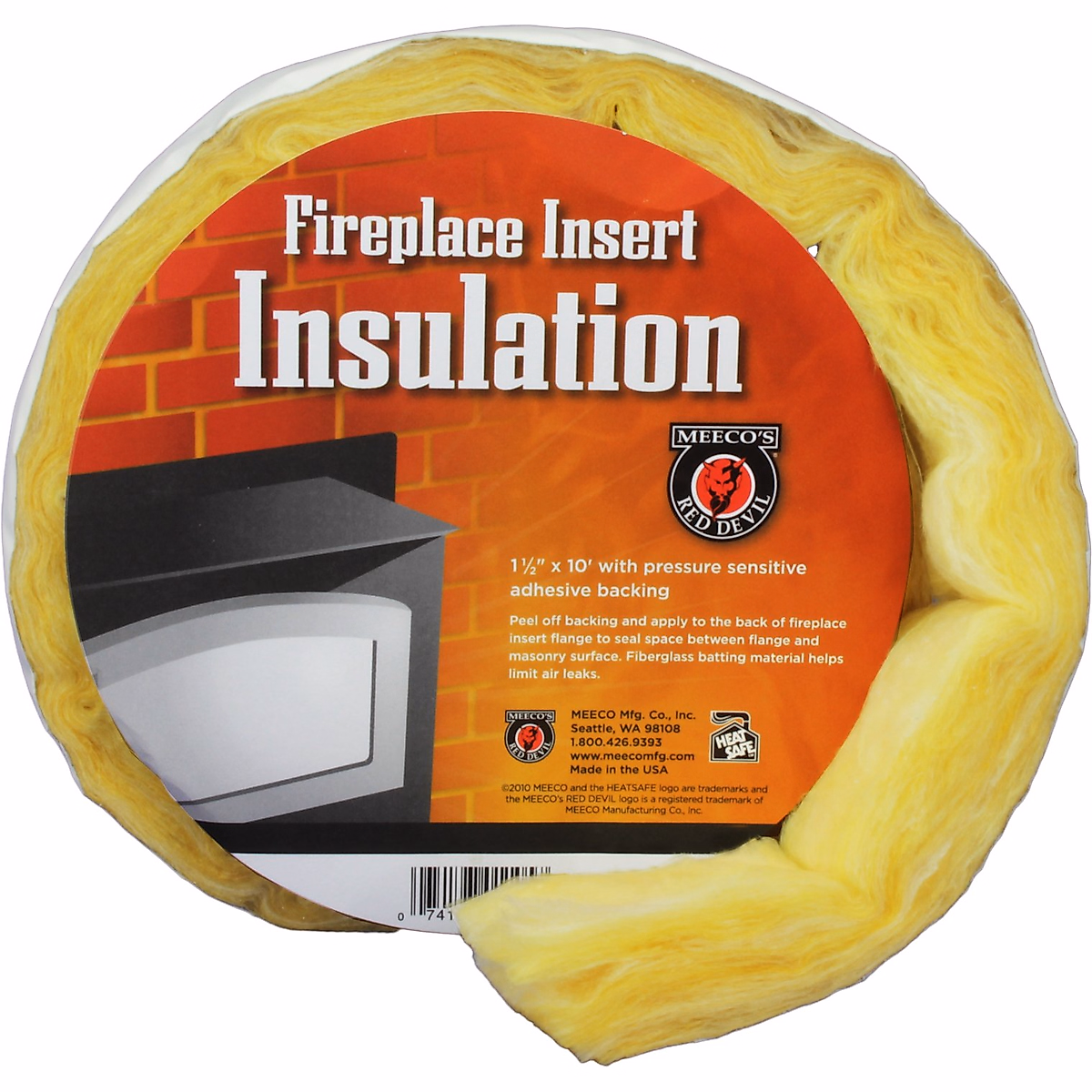 MEECO’S RED Devil 1105 Fireplace Insert Insulation - 10' x 1-1/2" Fiberglass Strip - Forms Smoke and Gas Tight Seal - Made in The USA