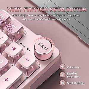 KZZI Mechanical Number Pad,Bluetooth5.0/2.4G/Type-C Wireless Numeric Keypad,RGB HotSwap Numpad with PBT Keycaps Rechargeable Gasket Number keypad for PC Laptop Desktop (Sakura Pink)