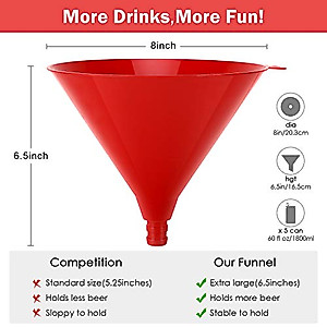 Farielyn-X Beer Bong Funnel with Valve - Newest Valve Design Extra Long 2.5 feet (30 inch) Kink Free Tube & Leakproof Easy Valve Premium Funnel for Beer Drinking Games, College Parties(Double Header)