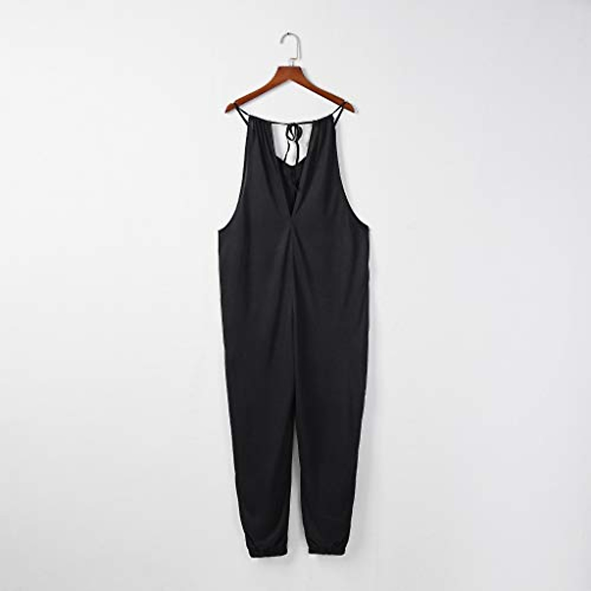 Mitiy Womens Casual Loose Sleeveless Spaghetti Strap Wide Leg Pants Jumpsuit Rompers