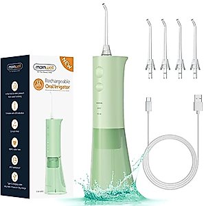 Water Dental Cordless Flosser for Teeth, mornwell 3s Pressure Crescendo Oral Irrigator, Professional Rechargeable Portable Water Floss with 4 Tips, Suitable for Travel Sensitive Teeth and Children