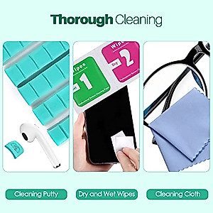 Siumir Earbuds Cleaning Pen Kit Compatible with Airpods Bluetooth Earbuds Cleaning Putty Cleaning Cloth Wipes Cleaning Tools for Charging Case, Headphones Phone, Earbuds, Camera