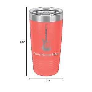 LaserGram 20oz Vacuum Insulated Tumbler Mug, Electric Guitar, Personalized Engraving Included (Coral)