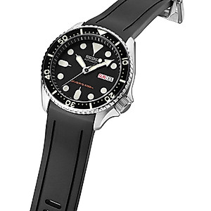 Crafter Blue CB05 Curved End Watch Band Quick Release Soft Rubber Strap Replacement for Seiko Skx Series SKX007, SKX009 and SKX011 and Sports 5 Series: SRPD51K1, SRPD53k1, SRPD55K1 etc - Orange