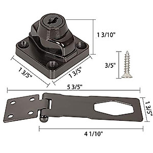 2 Pack 4 Inch Keyed Hasp Locks, Cabinet Knob Lock Hasp Latch with Key, Twist Knob Keyed Locking Hasp with Screws, Locking Hasp for Doors, Drawers, Cabinets and Fence Safety Lock