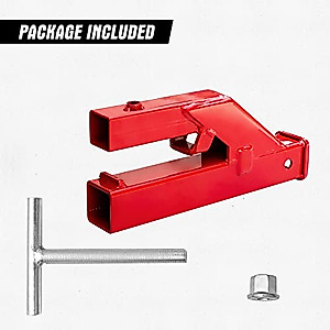 AIWARGOD Clamp On Trailer Hitch Receiver Bucket Hitch for Tractor 2" Ball Mount Adapter Compatible with Deere Bobcat Bucket, Red