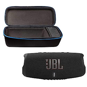 JBL Charge 5 Portable Waterproof Wireless Bluetooth Speaker Bundle with divvi! Protective Hardshell Case - Black