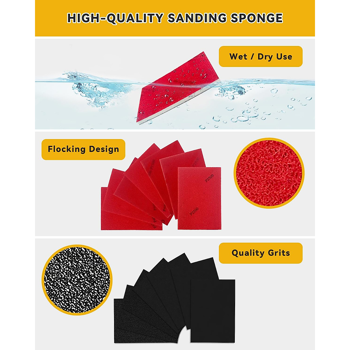 18 Pcs 320-2500 Grit Sanding Sponge Sandpaper Assortment, Soft and Cozy Sponge Wet Dry Sandpaper Ultra Fine Sandpaper, Sanding Pads, Sand Paper for Wood Furniture, Models, Phone Cases, Metal Surfaces