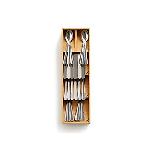 Joseph Joseph DrawerStore Knife Organizer, One Size, Bamboo & 85168 DrawerStore Compact Utensil Organizer For Kitchen Drawer Silverware, Flatware Tray, Small, Bamboo