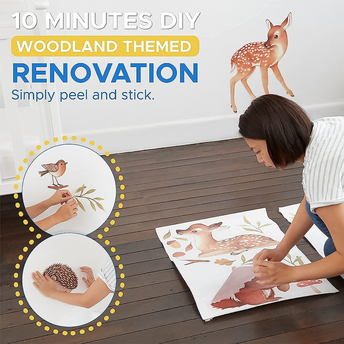 Woodland Nursery Decor, Woodland Animals Baby Nursery Wall Decor Decals Set for Kids Room Decor, Perfect Baby Girl Gifts & Baby Boy Gifts, Gender Neutral Wall Stickers, New Mom Baby Shower Gifts