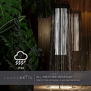Grand patio Outdoor Solar Floor Lamp Resin Wicker Solar Light Outdoor Waterproof for Yard, Garden, Pathway, Deck, Gordes 2 Pack, Grey