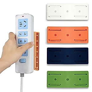 HINGTAI 4 PCS Self-adhesive Desktop Socket Holder, Simple and Fast Installation, No Drilling Required, ABS Material, Suitable for Marble, Tile, Wood, Plastic