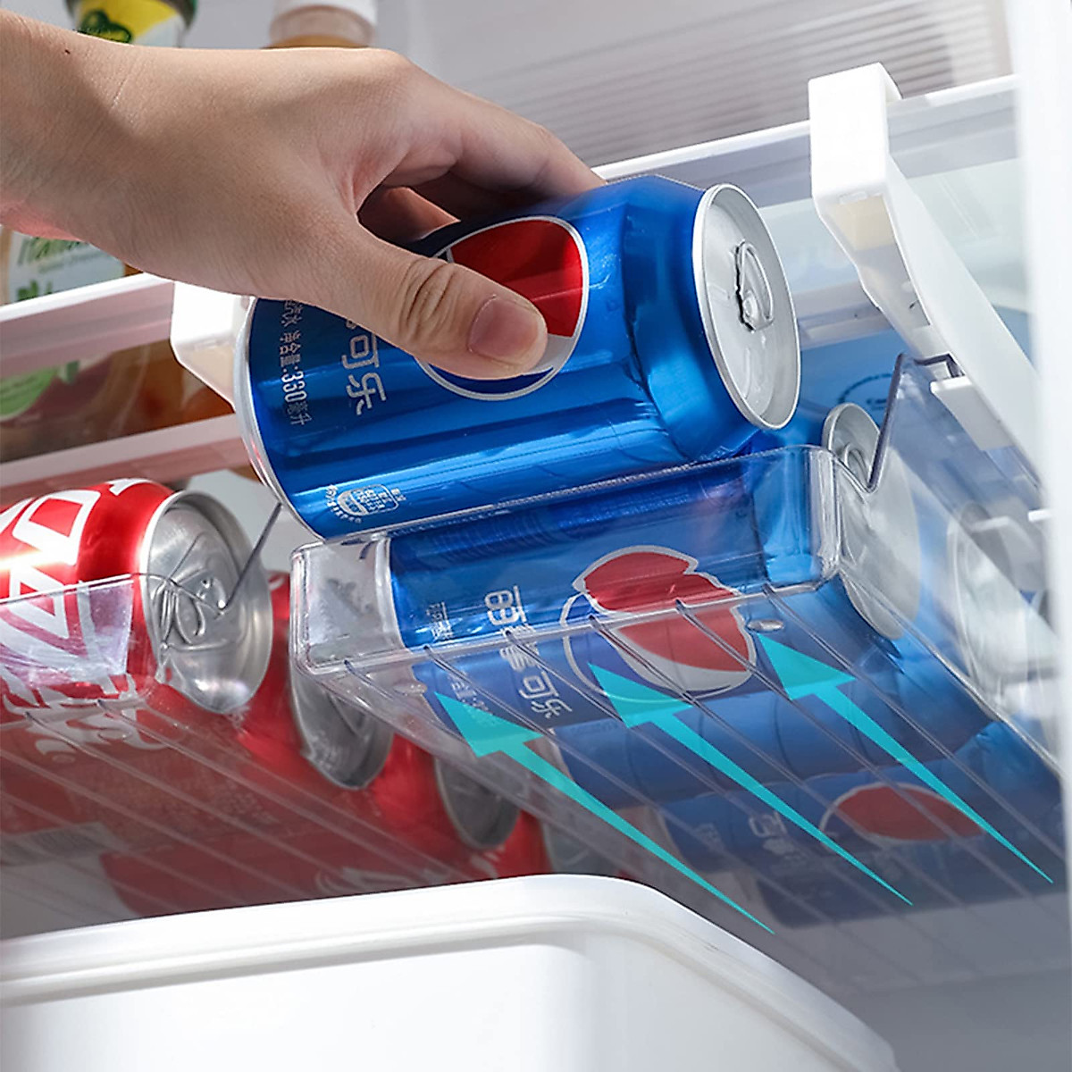 WINARA Soda Can Organizer for Refrigerator,Hanging Soda Can Holder Pop Cans Beverage Container Dispenser for Kitchen Freezer Rack Pantry Cabinet Cupboard