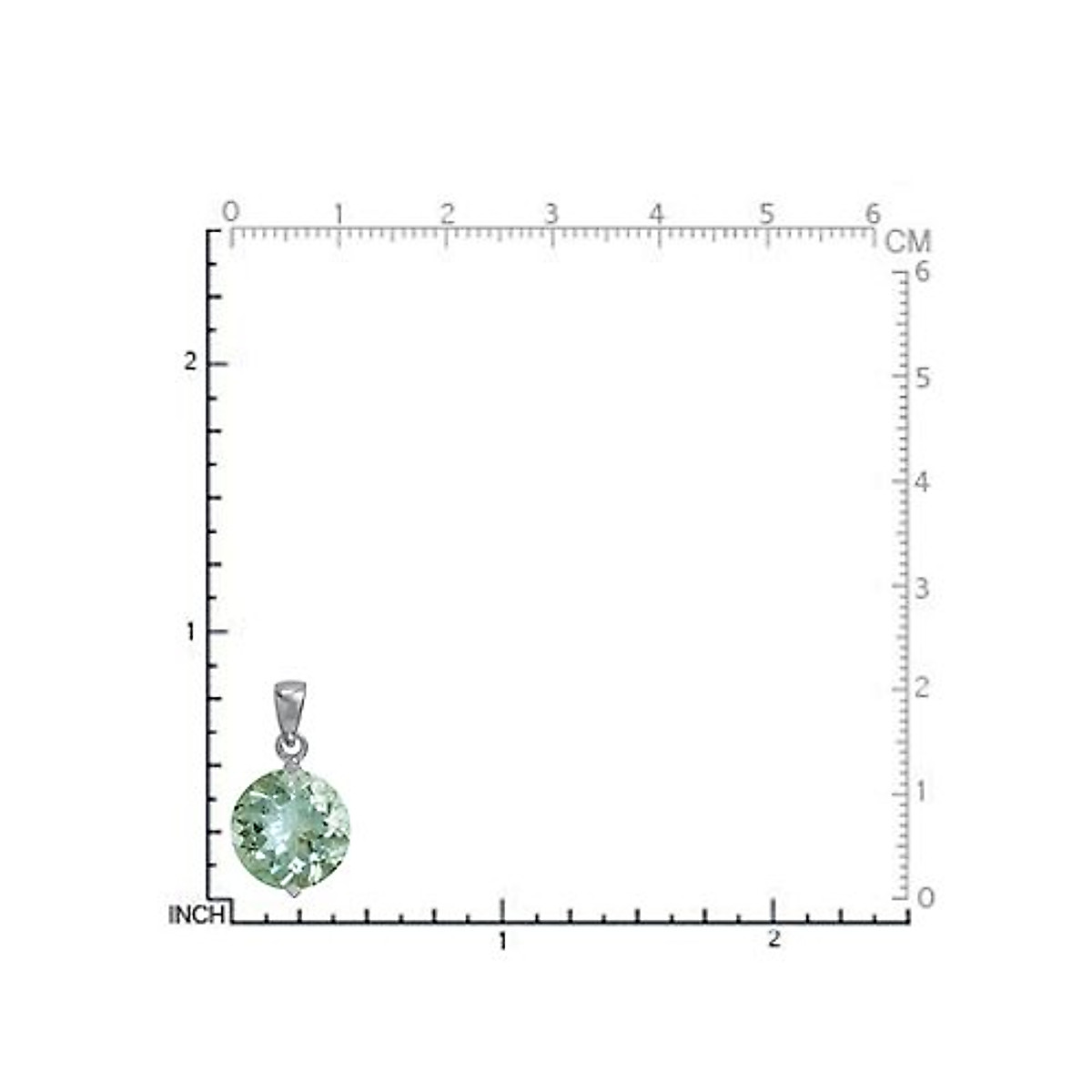 Silvershake 5.45ct. 12mm Round Shape Natural Green Amethyst White Gold Plated 925 Sterling Silver Solitaire Pendant