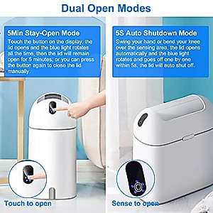 TeqHome Touchless Trash Can, Smart Bathroom Garbage Can W/Automatic Lid, 4.6 Gal Modern Motion Sensor Trash Bin, Butterfly Slide Away Lid, 5-Sec Disassembly&Assembly, for Kitchen Office Toilet Bedroom