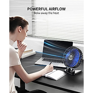 Desk Fan, USB Fan for Desk, Mini Desk Fan, 3 Speed Rotation Strong Wind, Protable Small Desktop Cooling Fan, Quite Mini Personal Fan for Home Office Table Bedroom Travel Curise(Black Blue)
