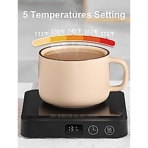 Rigstne Coffee Mug Warmer - 20W Portable Mug Warmer for Desk, Coffee Cup Warmer with Auto Shut Off, Candle Warmer Plate for Travel, Office and Home, Black (No Cup)