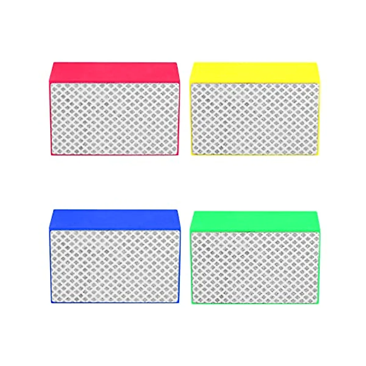 QWORK Diamond Hand Polishing Pads, 4 Pack Grid Sharp Sanding Block Kit, 60#,100#,200#,400# Diamond Hand Polishing Pads for Stone, Glass Granite Marble Concrete Stone Sanding and Polishing
