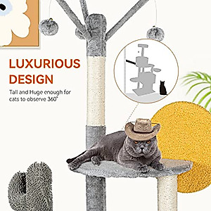 Hawsaiy 72 Inches Cat Tree Tower for Indoor Cat Kitten Furniture Condo with Scratching Sisal Posts, Hammock, Ball Toys and Perch in to The West