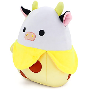LXSLFY 11inch Banana Animal Plush, Stuffed Animals Kawaii Pillow, Gifts for Kids Girls Boys (Cow, 11IN)