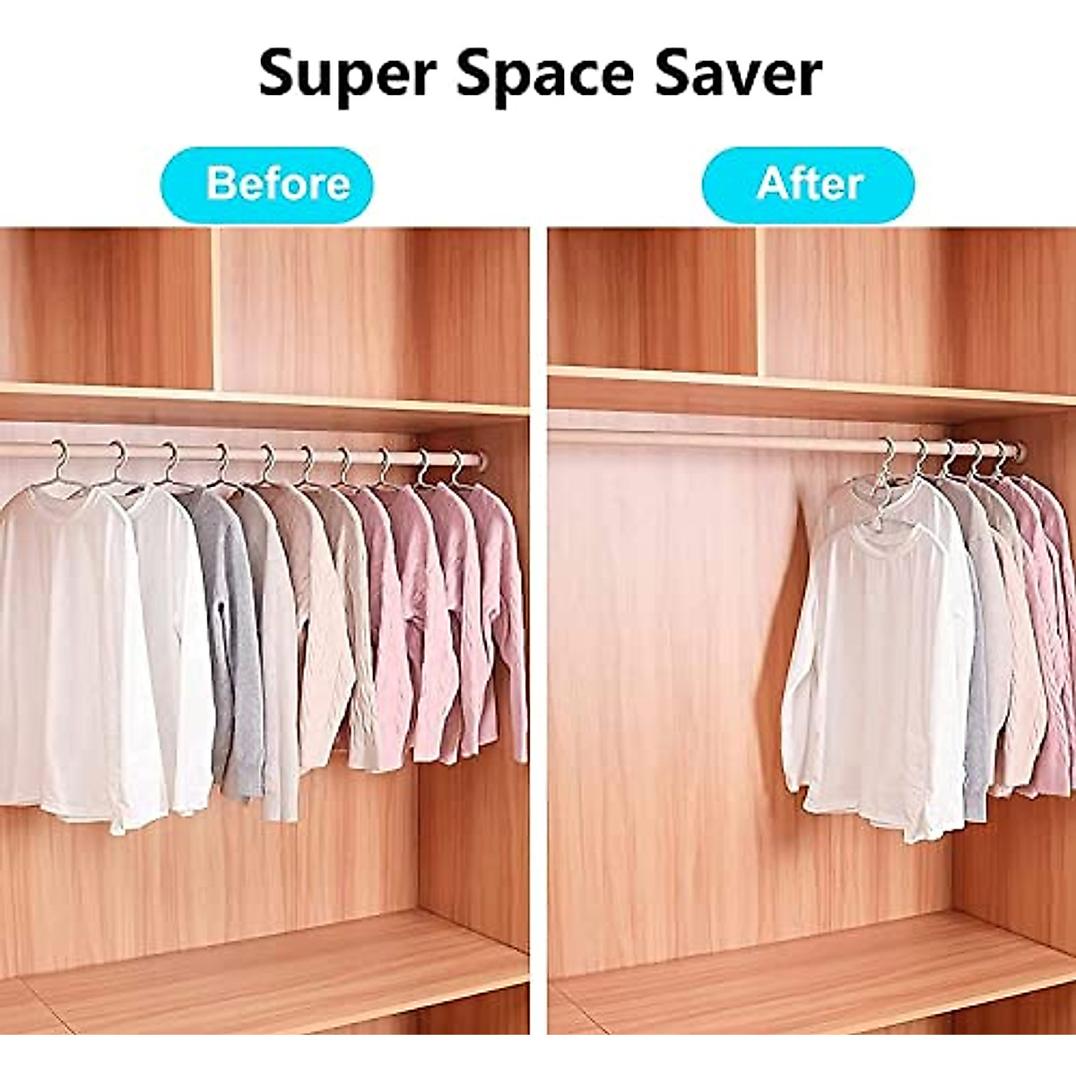 Clothes Hanger Connector Hooks, 60 Pcs Space Saving Cascading Clothes Hangers Extender Assist Hooks for Clothes Organizer for Closet