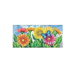 Evergreen Sassafras Gerbera Daisies Interchangeable Entrance Doormat | Indoor and Outdoor | 22-inches x 10-inches | Non-Slip Backing | All-Season | Low Profile | Home Décor