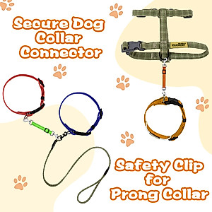 5 Pcs Safety Dog Collar Clips Prong Collar Backup Clips Adjustable Reflective Nylon Dog Collar Harness Connector Metal Double Ended Backup Clasp for Dog Harness Pet (Bright Color)