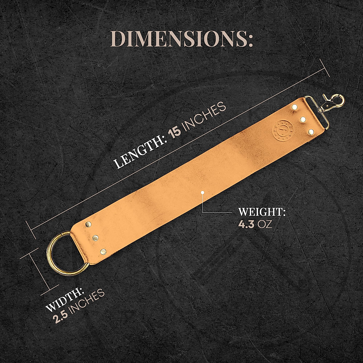 Naked Armor Stropping Leather Strop - Straight Razor Sharpening & Leather Knife Sharpener, Brass Hooks, Linen Stropping Belt, Leather Strop for Knife Sharpening, Razor Blade Sharpener, Shave Strop