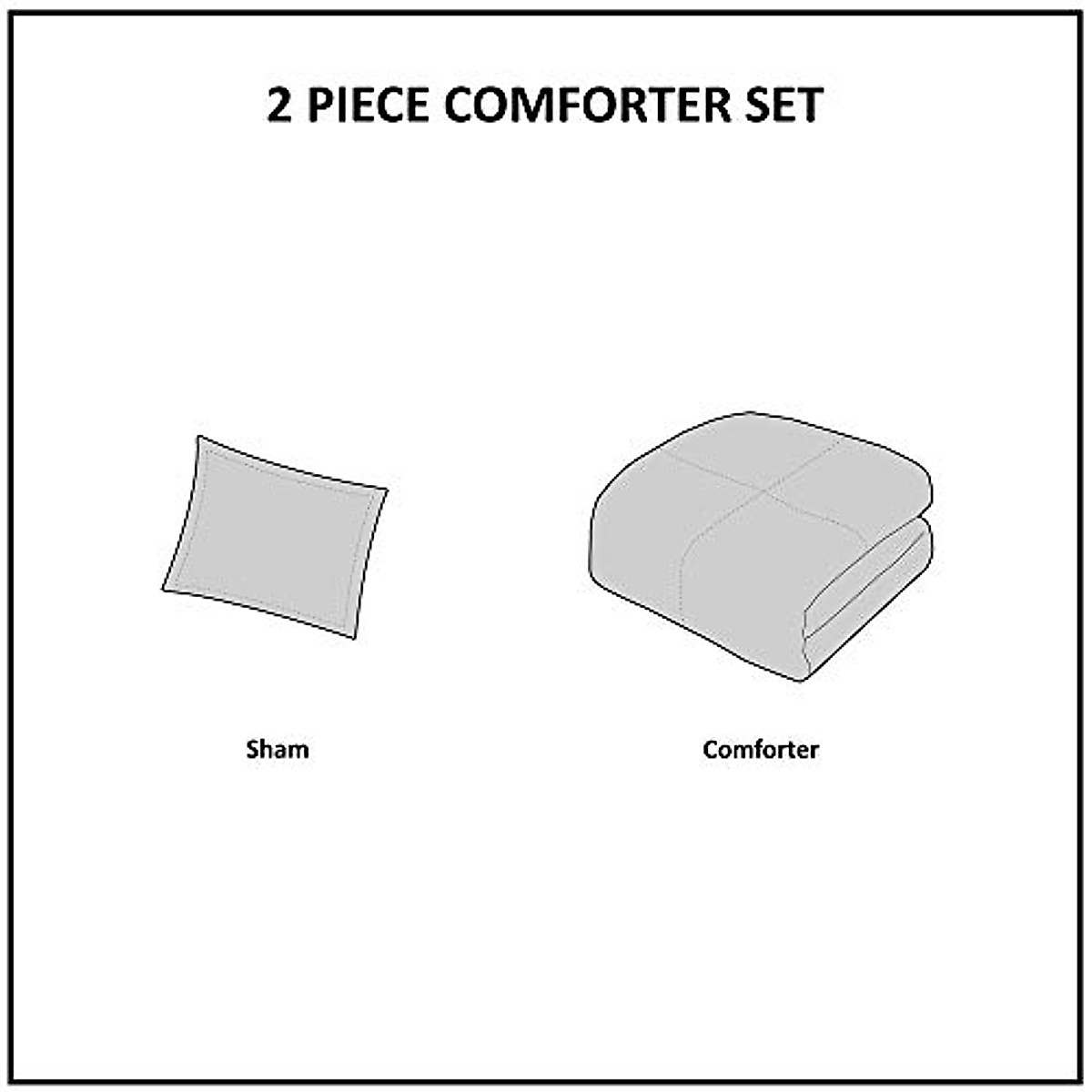 Madison Park Essentials Parkston Plaid Comforter, Matching Sham, 3M Scotchguard Stain Release Cover, Hypoallergenic All Season Bedding-Set, Twin/TwinXL, Grey, 2 Piece