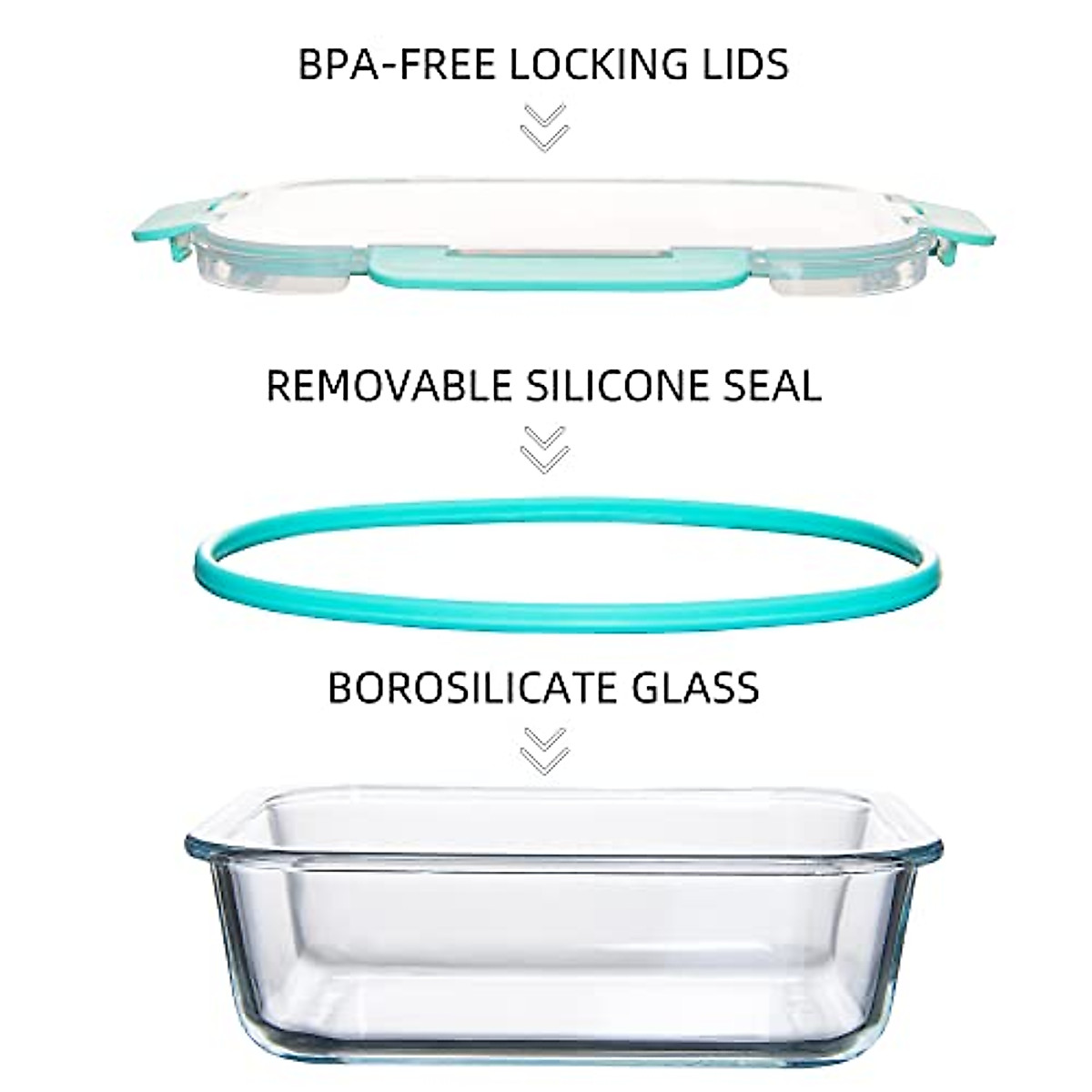 YANGNAY 10 Pack Glass Food Storage Containers with Airtight Lids, Leak-Proof Meal Prep Containers with Lids, Dishwasher/Microwave/Oven/Freezer Safe (Mint Green)