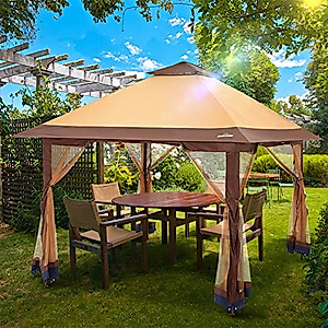 OUTDOOR LIVING SUNTIME Instant Pop Up Patio Gazebo with Full Netting for Family Parties and Outdoor Activities(Netting Sidewalls)