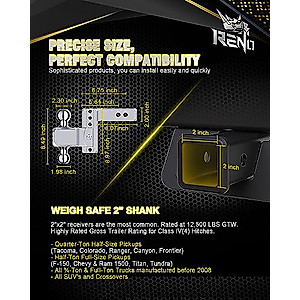 RENO Adjustable Trailer Hitch, Aluminum Dual-Balls with 2 Inch and 2-5/16 Inch, 4" Rise/Drop Hitch Ball Mount for 2" Receiver - 12,500 lbs Towing Capacity
