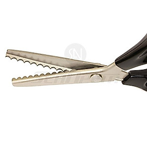 Fabric Pinking Shears Craft Scissors，Serrated Scalloped stainless Steel Handled Professional Sewing black Scissors, Scissors for Leather, Tailoring, Paper Crafts Hand shears etc. (Scalloped7mm)