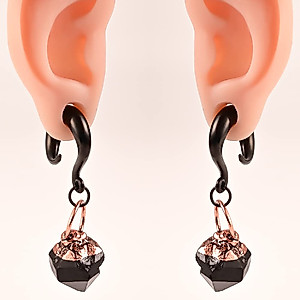 DOEARKO 2PCS Cool Black Natural Stone Ear Plugs Tunnel 316 Stainless Steel Ear Hook Piercing Ear Weight Hangers Pair Selling 2g 0g (4mm(6G), Black)